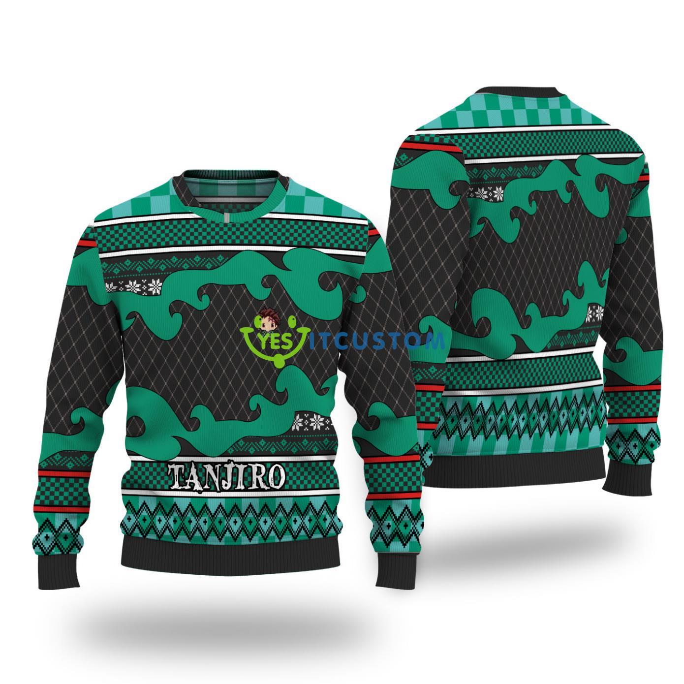 Demon Slayer Custom Tanjiro Kamado Christmas Ugly Sweater Anime 3D ...