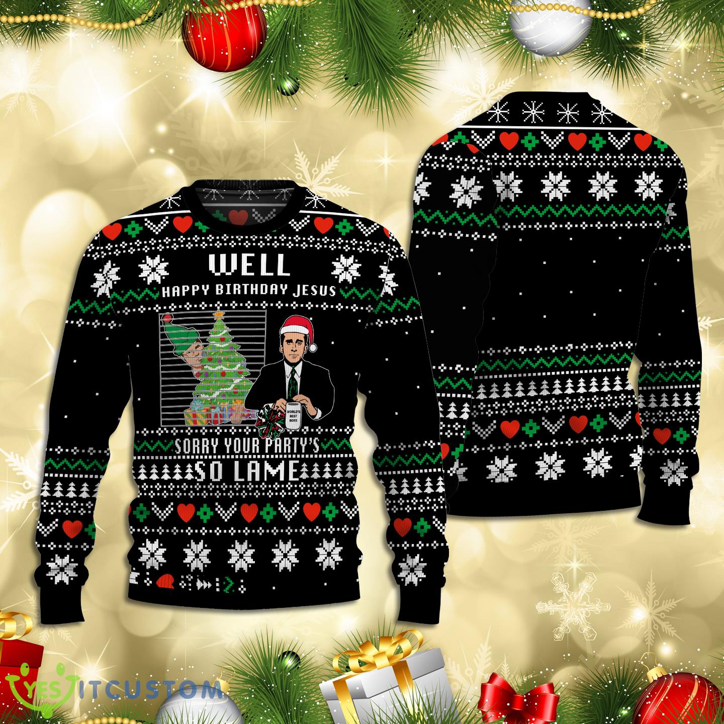 Michael Scott The Office Happy Birthday Jesus Christmas Sweater ...