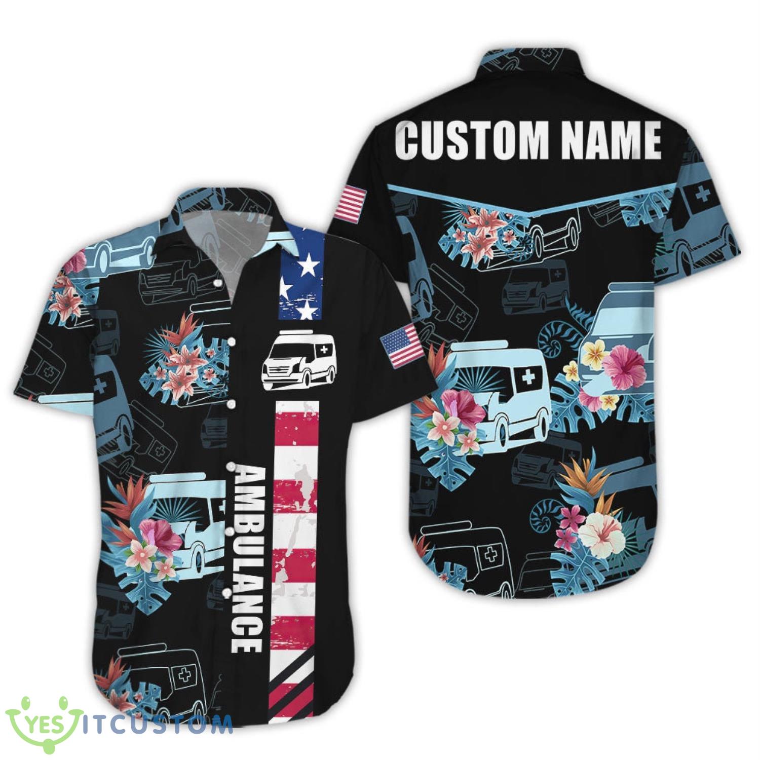 Ambulance Shirt Personalized Ambulance Tropical Pattern Ambulance Gift ...