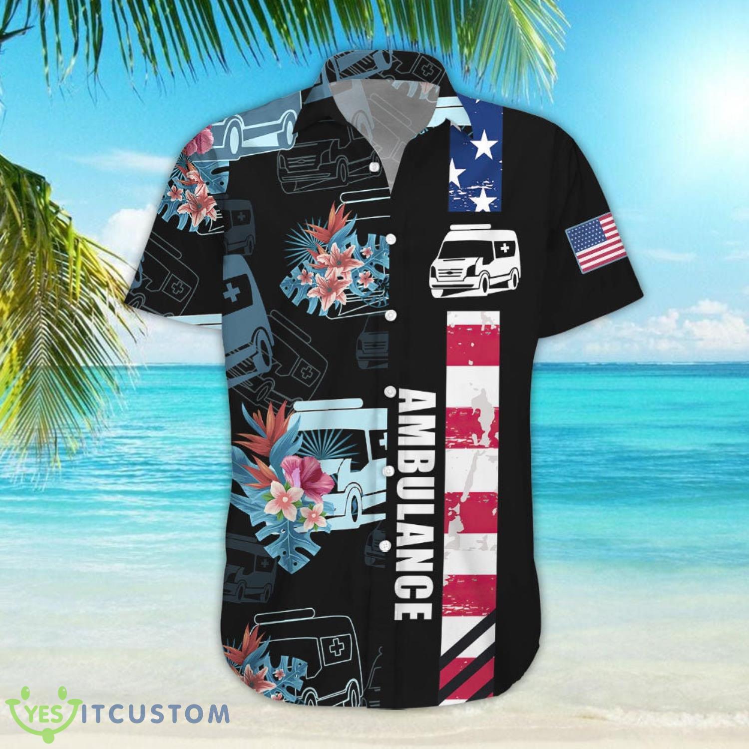 Ambulance Shirt Personalized Ambulance Tropical Pattern Ambulance Gift ...