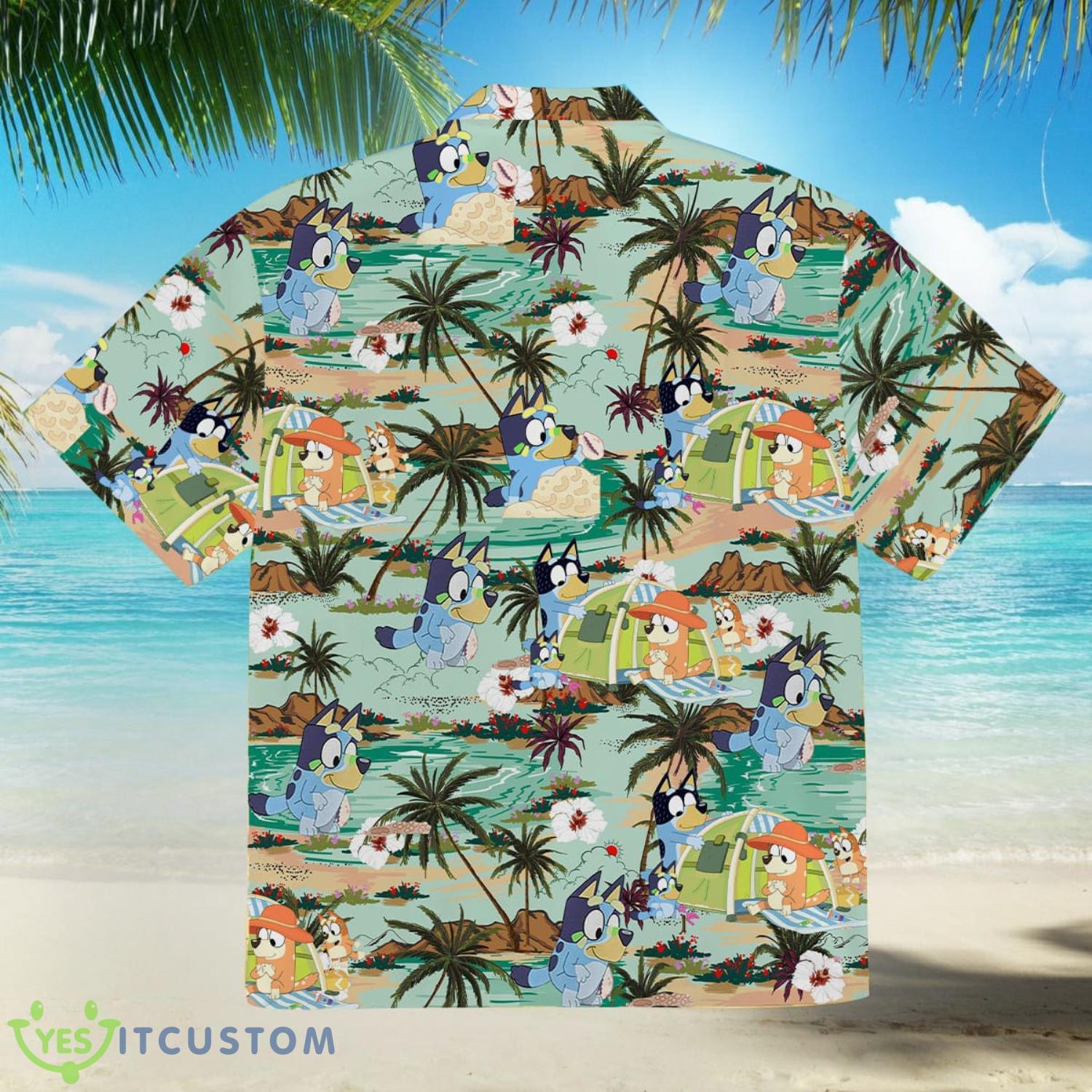 Bluey Family Summer Vacation Beach Short Sleeve Hawaiian Shirt ...