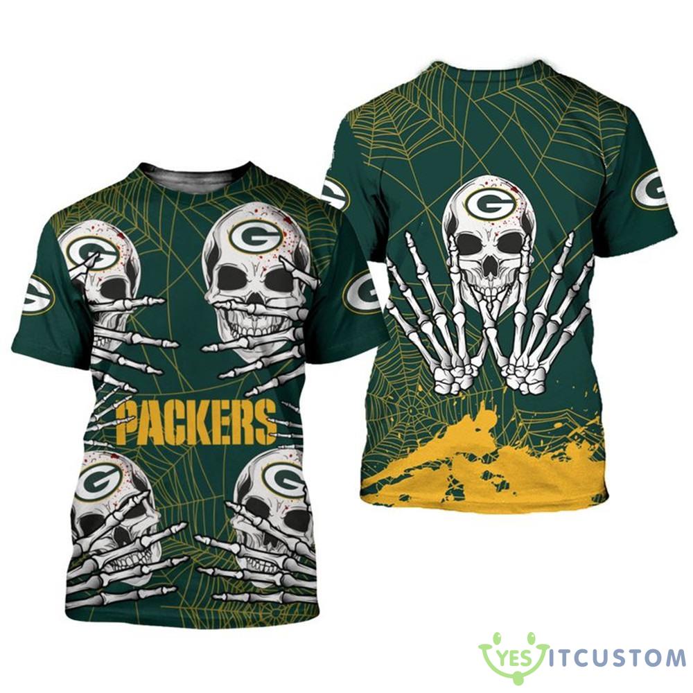 Green Bay Packers Skull For Halloween Graphics 3d T-Shirt For Men And ...