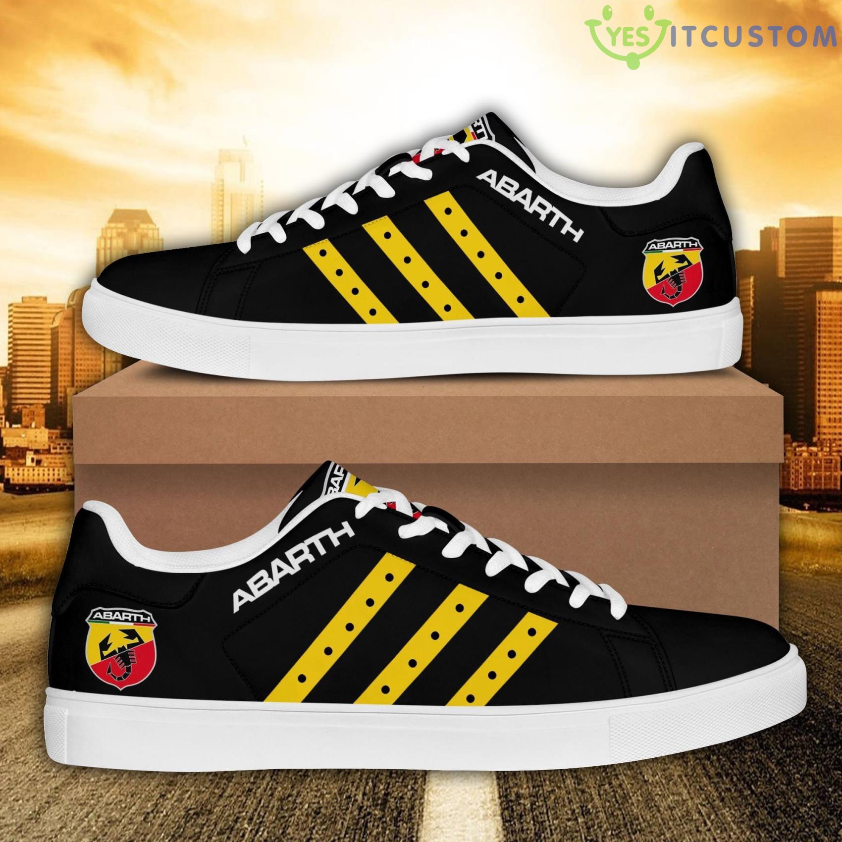 Abarth Sports Cars Yellow Line AOP Skate Shoes Special Gift For Fan ...
