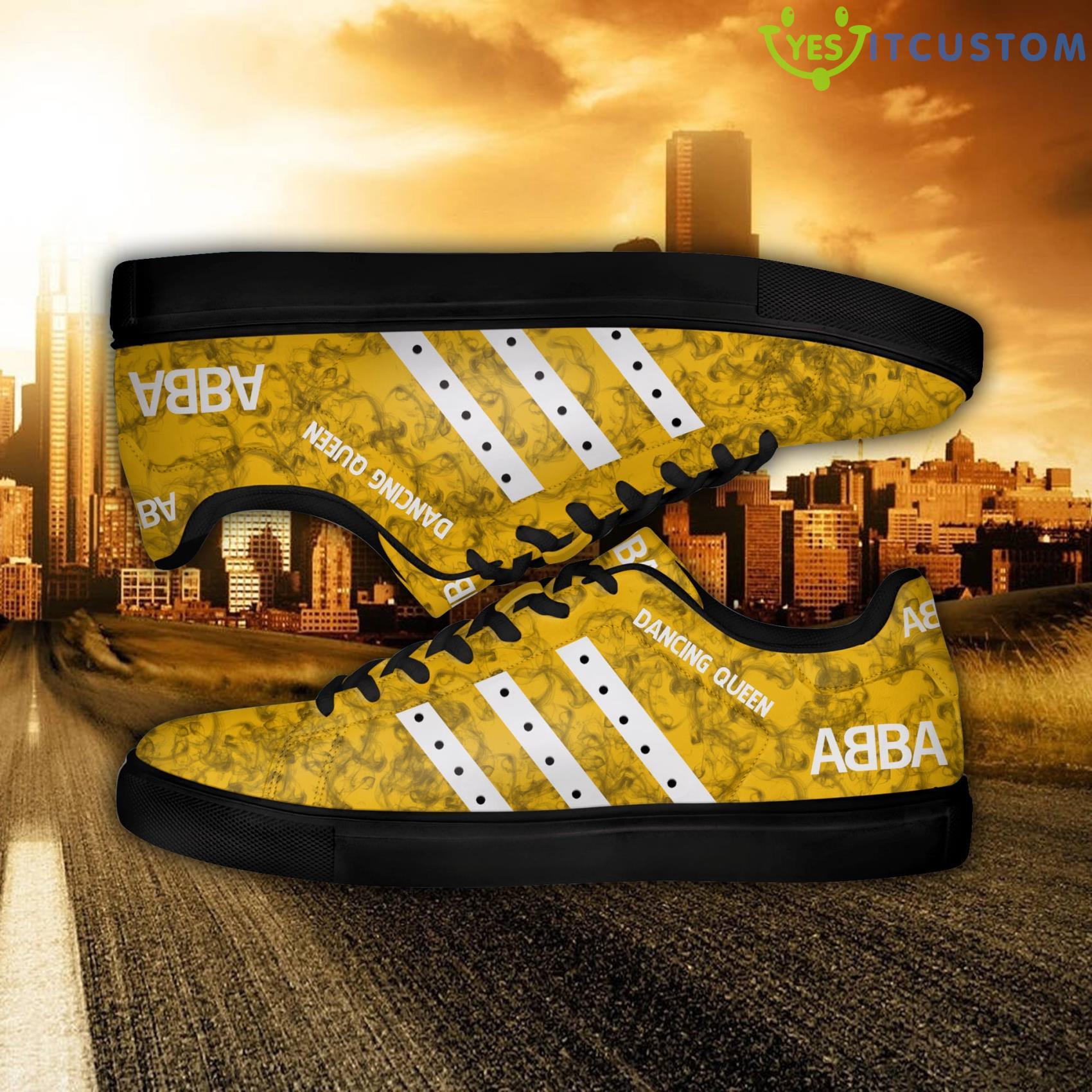Abba Dancing Queen Smoke Pattern Blue Yellow AOP Skate Shoes Special ...