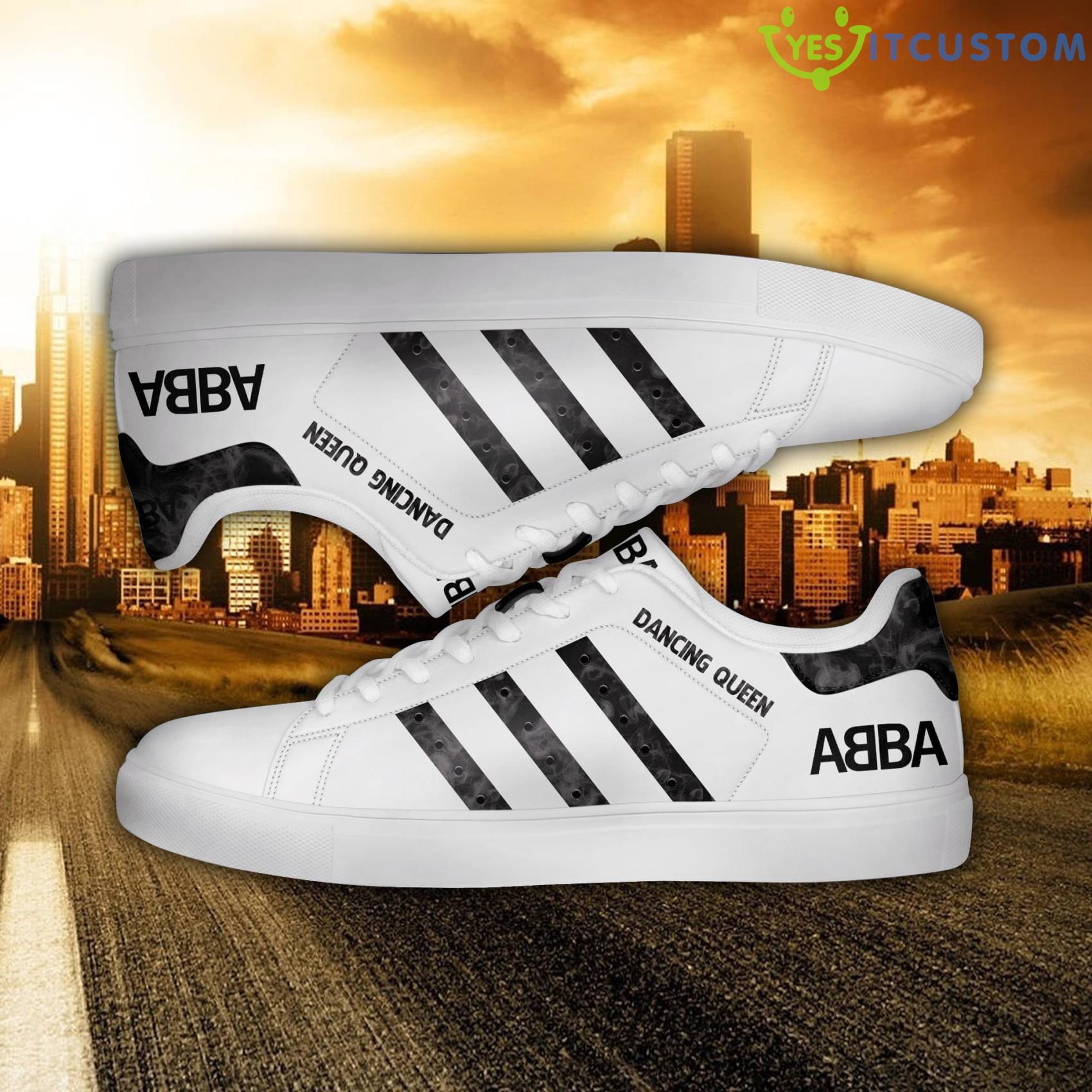 Abba Dancing Queen Smoke Pattern Line Black White AOP Skate Shoes ...
