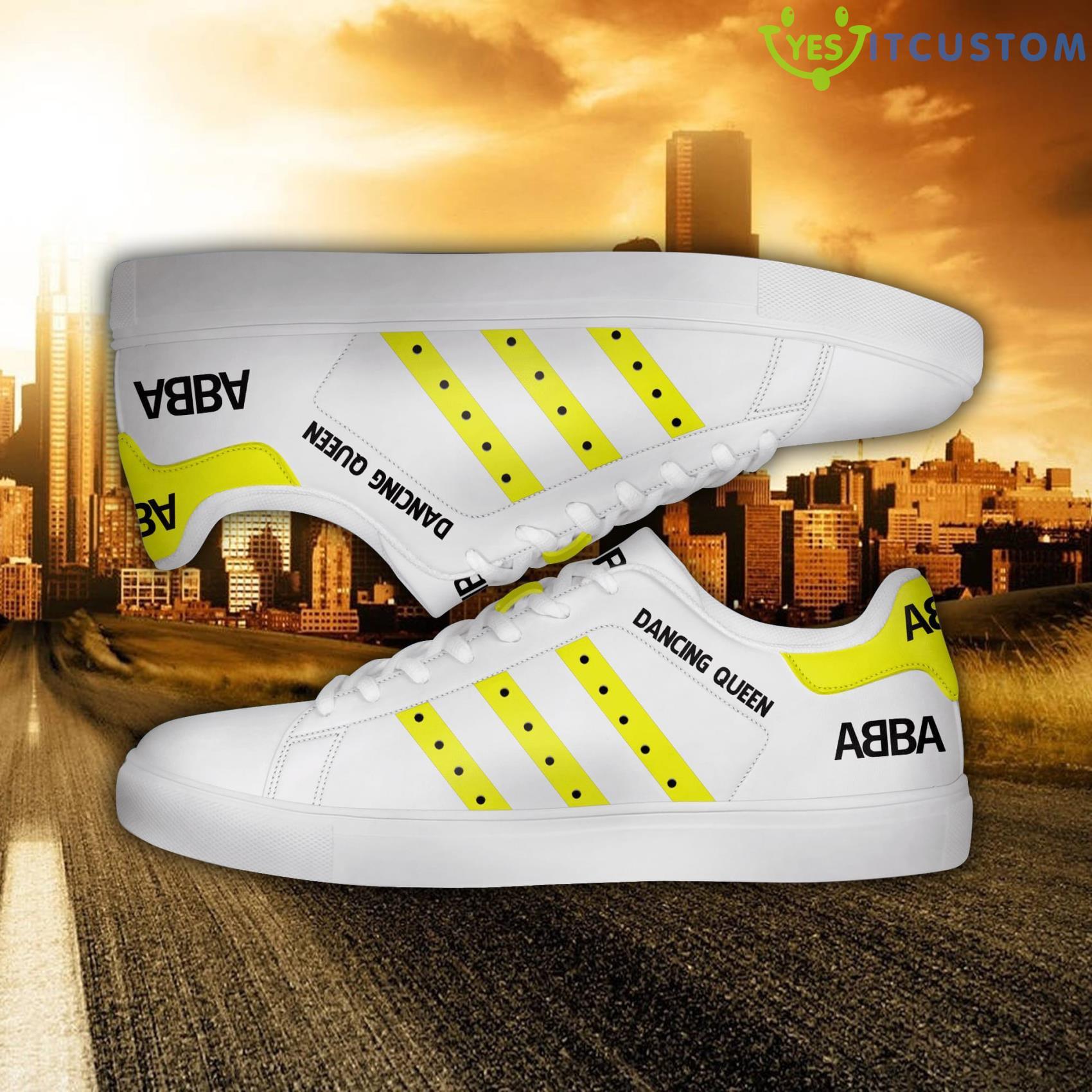 Abba Dancing Queen Yellow White AOP Skate Shoes Special Gift For Fan ...
