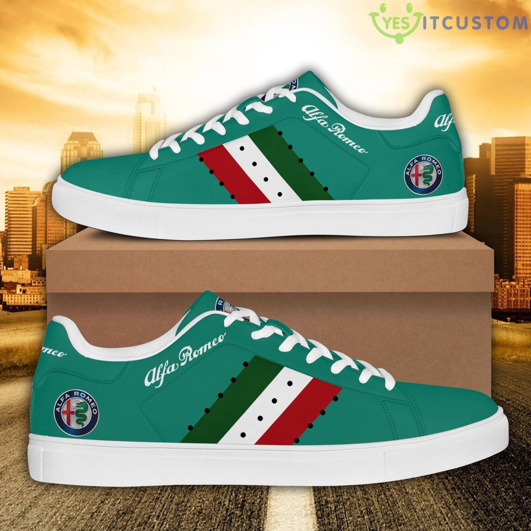 Alfa Romeo Sport Car AOP Skate Shoes Special Gift For Fan Green ...