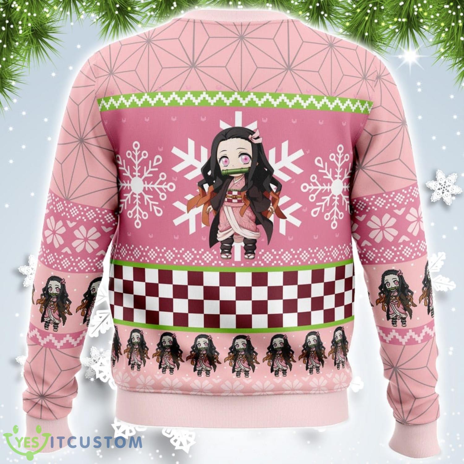 Chibi Christmas Nezuko Kamado Demon Slayer Xmas Ugly Christmas Sweater ...
