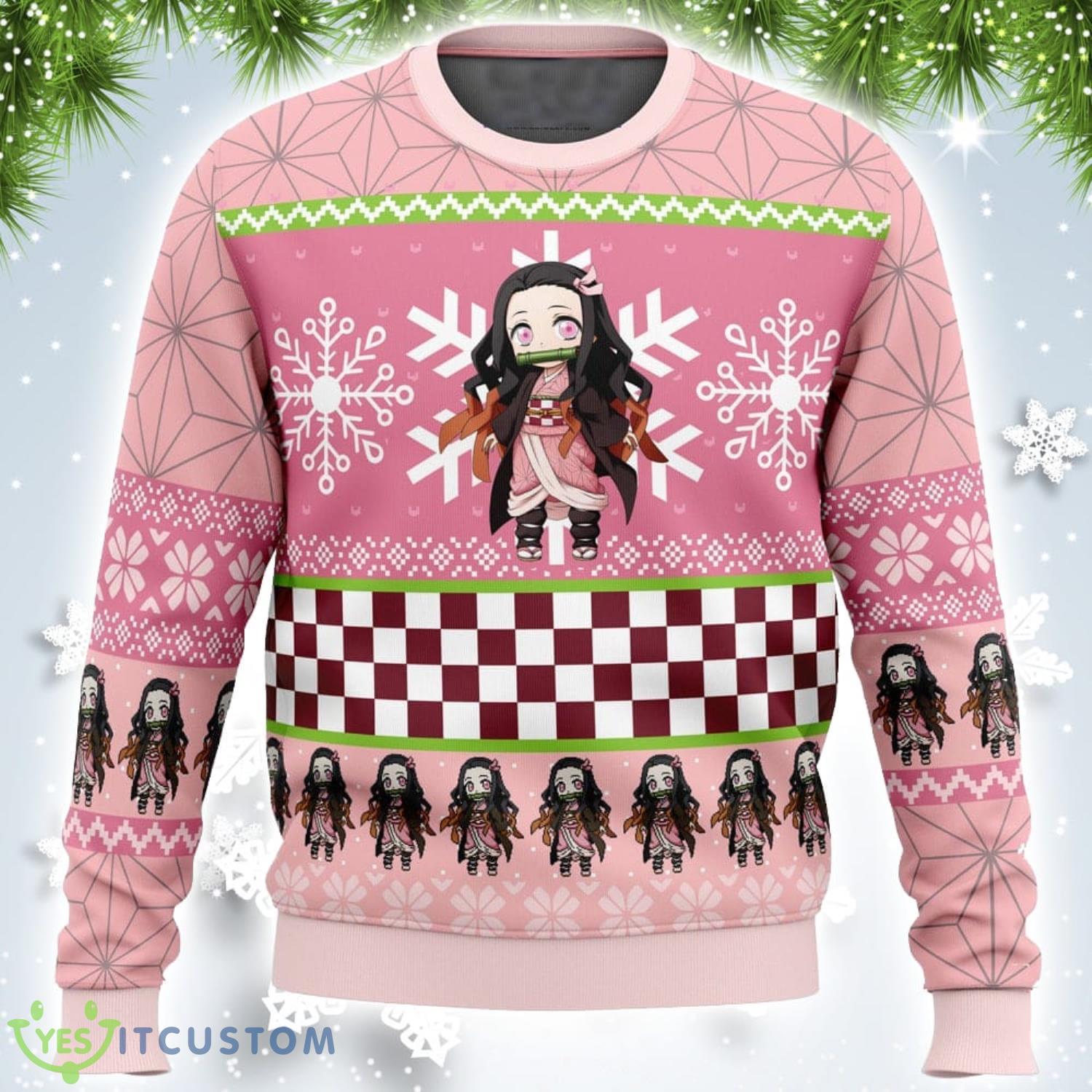 Chibi Christmas Nezuko Kamado Demon Slayer Xmas Ugly Christmas Sweater ...
