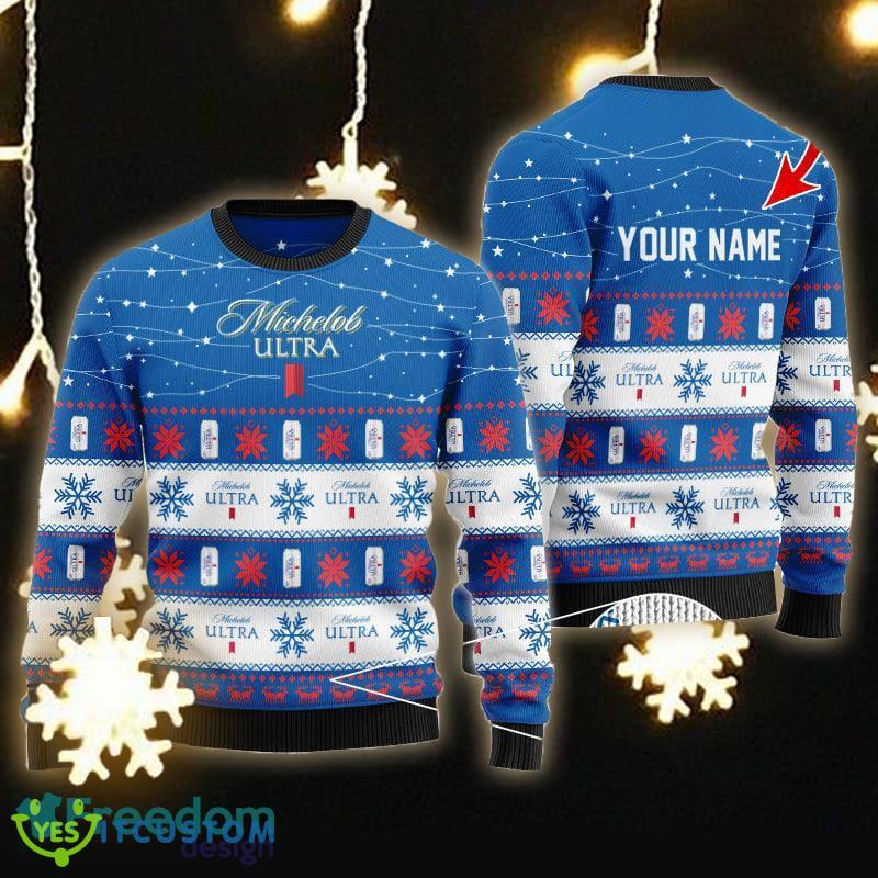 Custom Name Christmas Twinkle Lights Michelob Ultra Ugly Christmas ...
