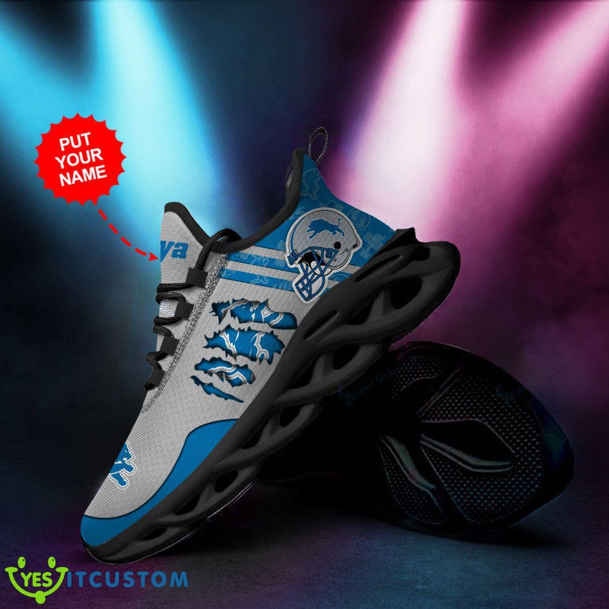 Detroit Lions Helmet Logo Torn Running Sneaker Custom Name Max Soul ...
