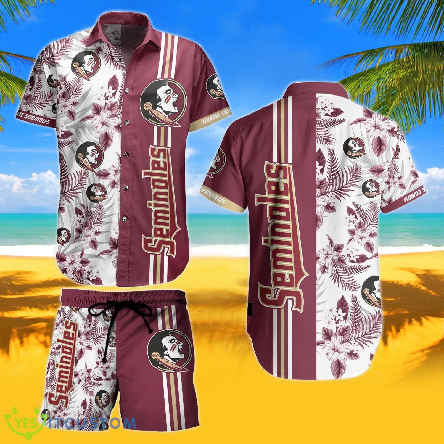 Florida State Seminoles 3D Printed Tropical Flower Hawaiian Shirt And ...