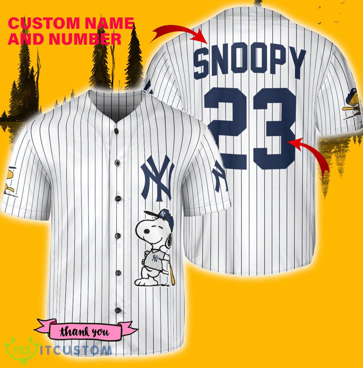 New York Yankees Peanuts Snoopy Jersey Baseball Shirt White Custom ...