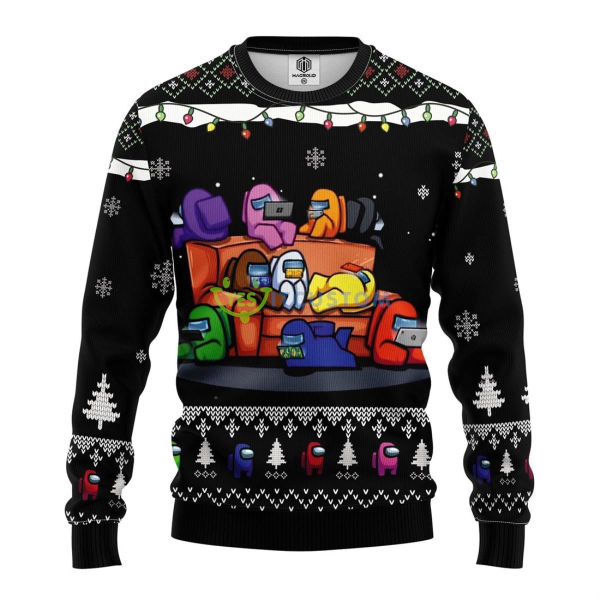 Among Us Black AOP Christmas Sweater - YesItCustom
