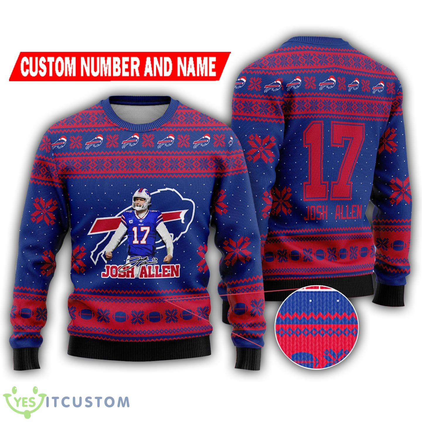 Buffalo Bills - Josh Allen Ugly Christmas Sweater Custom Number And ...