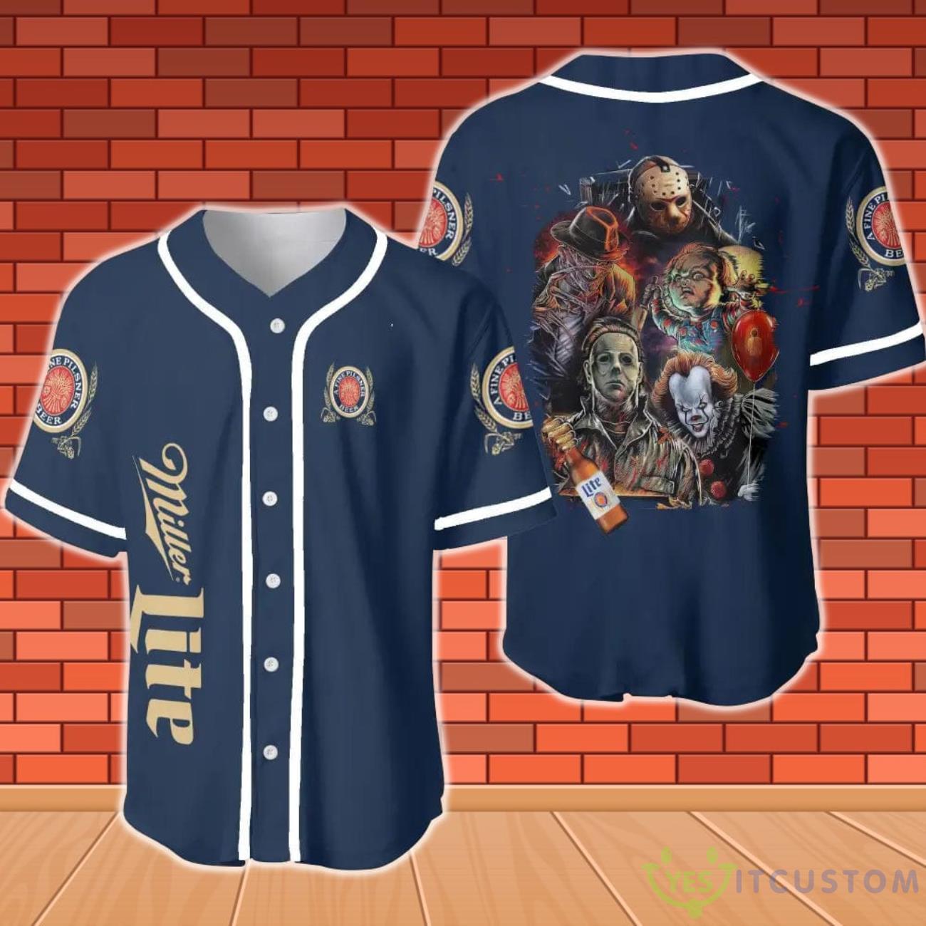 Miller Lite Halloween Horror Character Baseball Jersey - YesItCustom