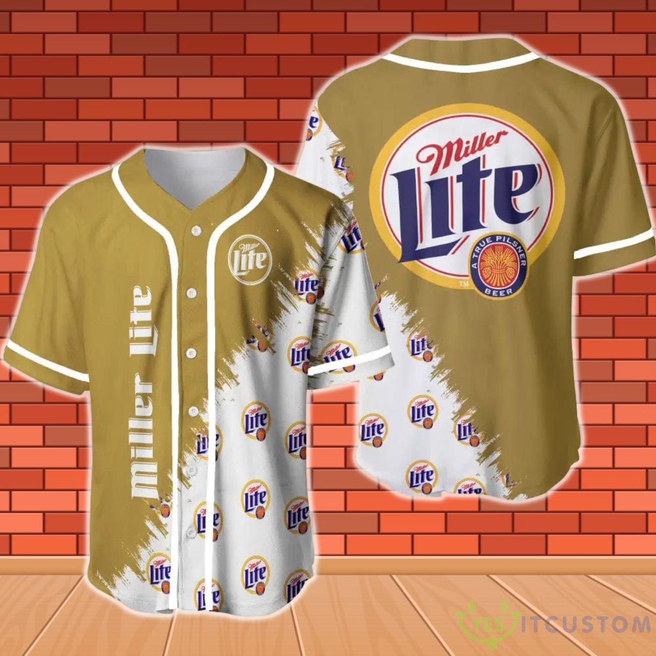 Miller Lite Whiskey Baseball Jersey strips - YesItCustom