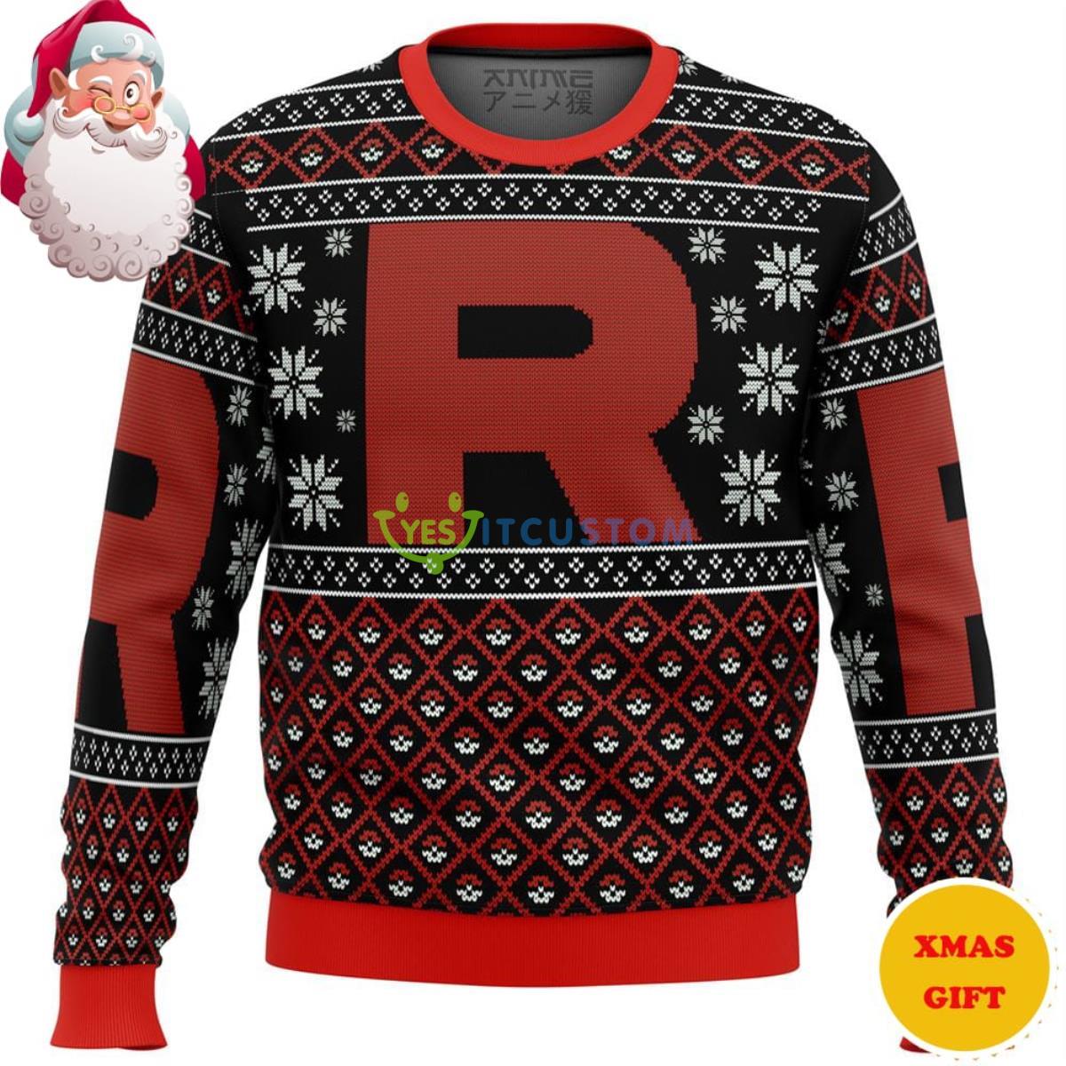 Pokemon Team Rocket Red Black Christmas AOP Sweater - YesItCustom