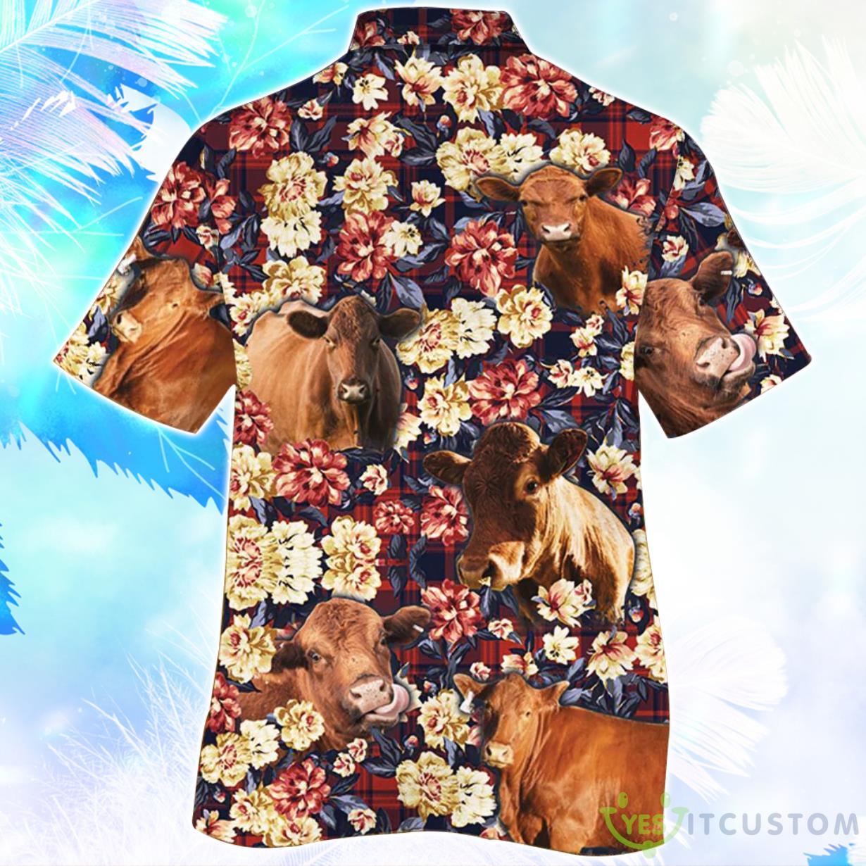 Red Angus Cattle Red Plaid Pattern Hawaiian Shirt For Men Women ...