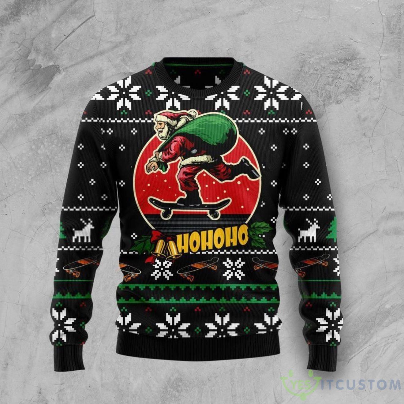 Santa Claus Skateboard Ugly Sweater For Christmas - YesItCustom