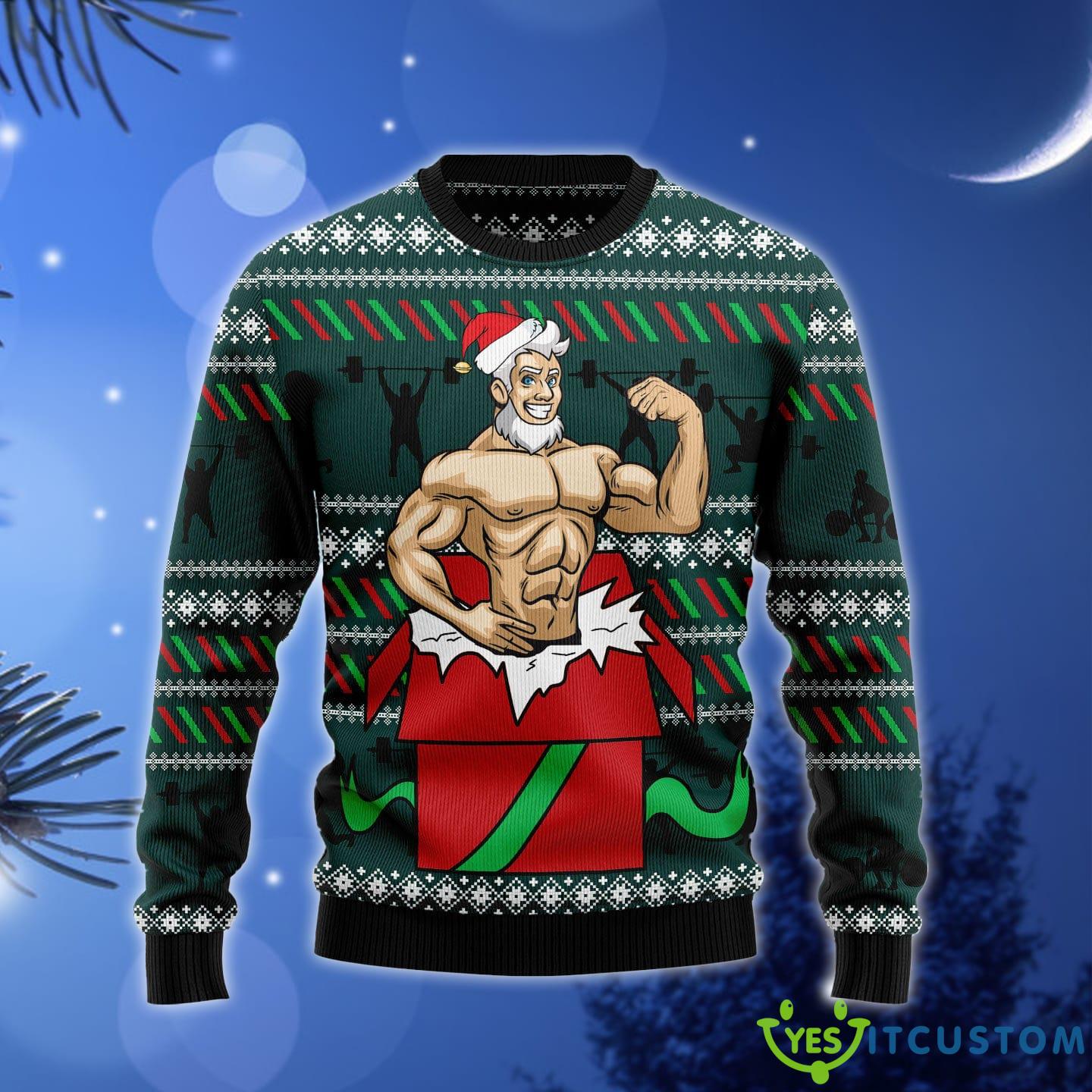 Santa Gymnastic Ugly Christmas Sweater Gift Men Women - YesItCustom