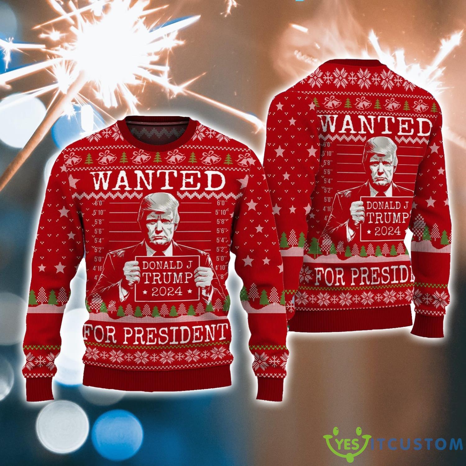 Wanted Trump Christmas Ugly Sweater 2023 Christmas Gift For President ...