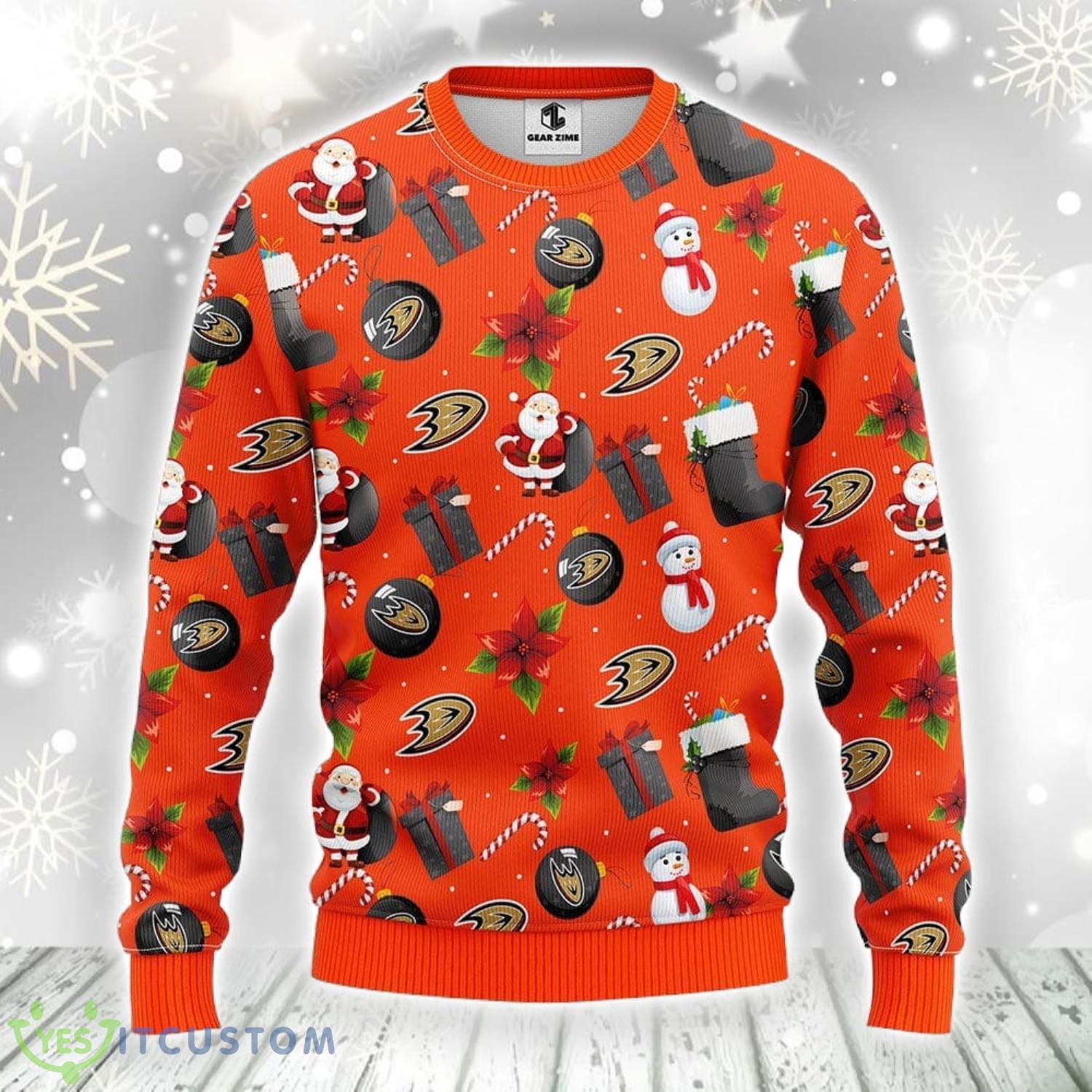 Anaheim Ducks Santa Claus Snowman Xmas Ugly Christmas Sweater Best ...