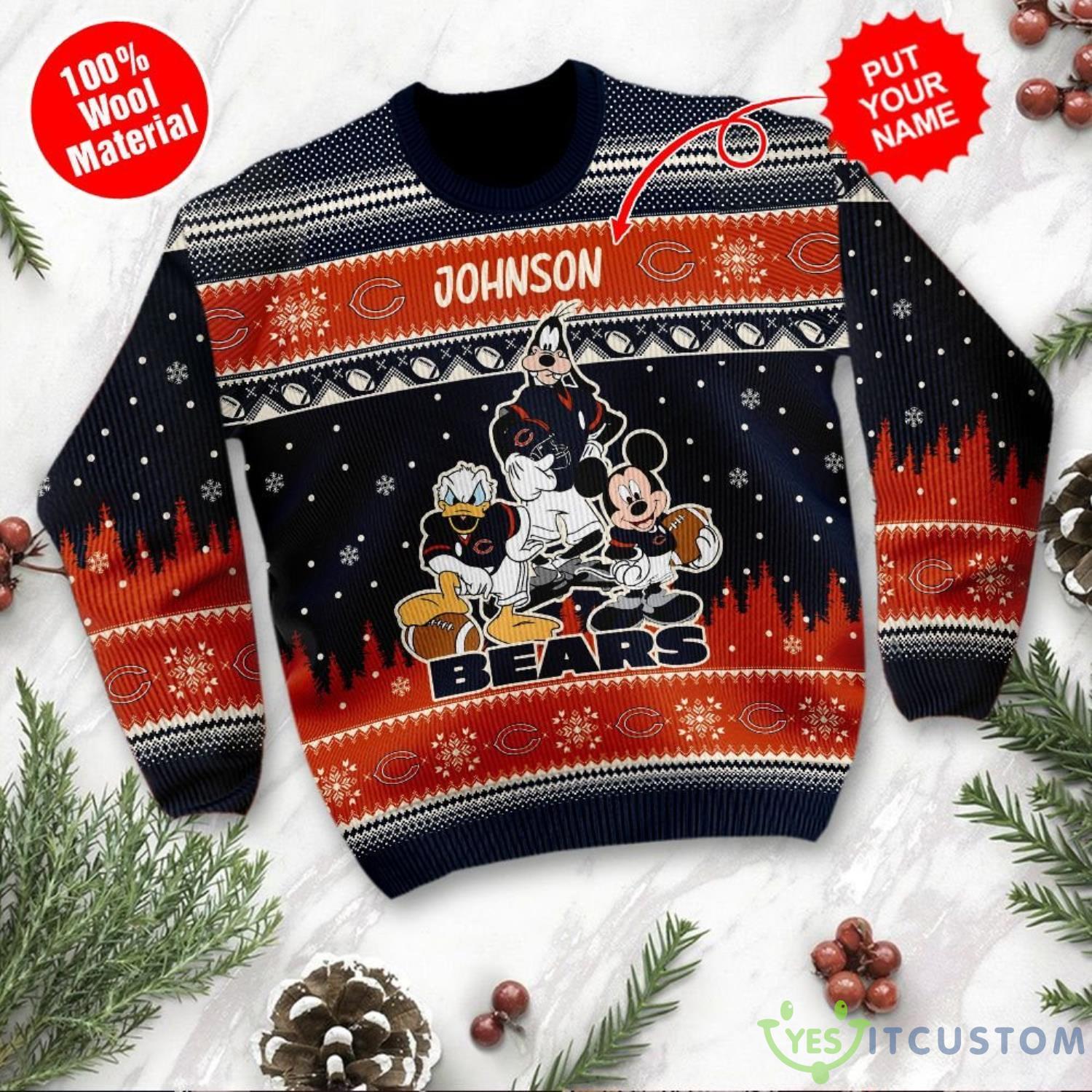 Chicago Bears Disney Donald Duck Mickey Mouse Goofy Fans Sport 3D Ugly ...