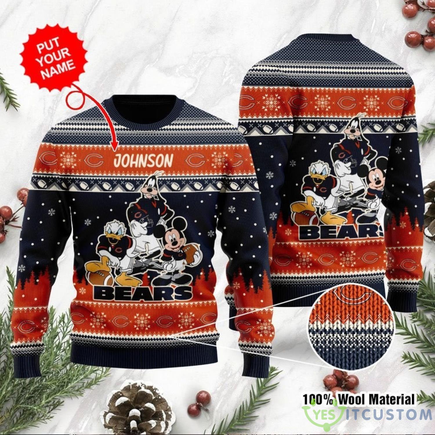 Chicago Bears Disney Donald Duck Mickey Mouse Goofy Fans Sport 3D Ugly ...