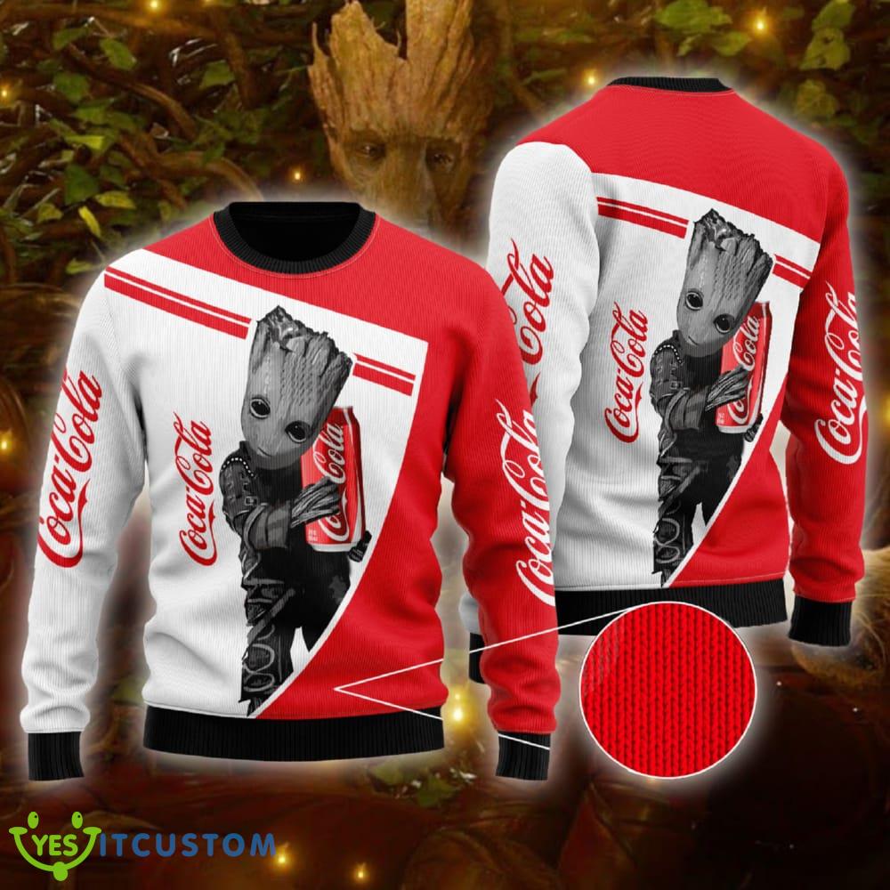 Cocacola And Baby Groot Cute Christmas Ugly Sweater - YesItCustom