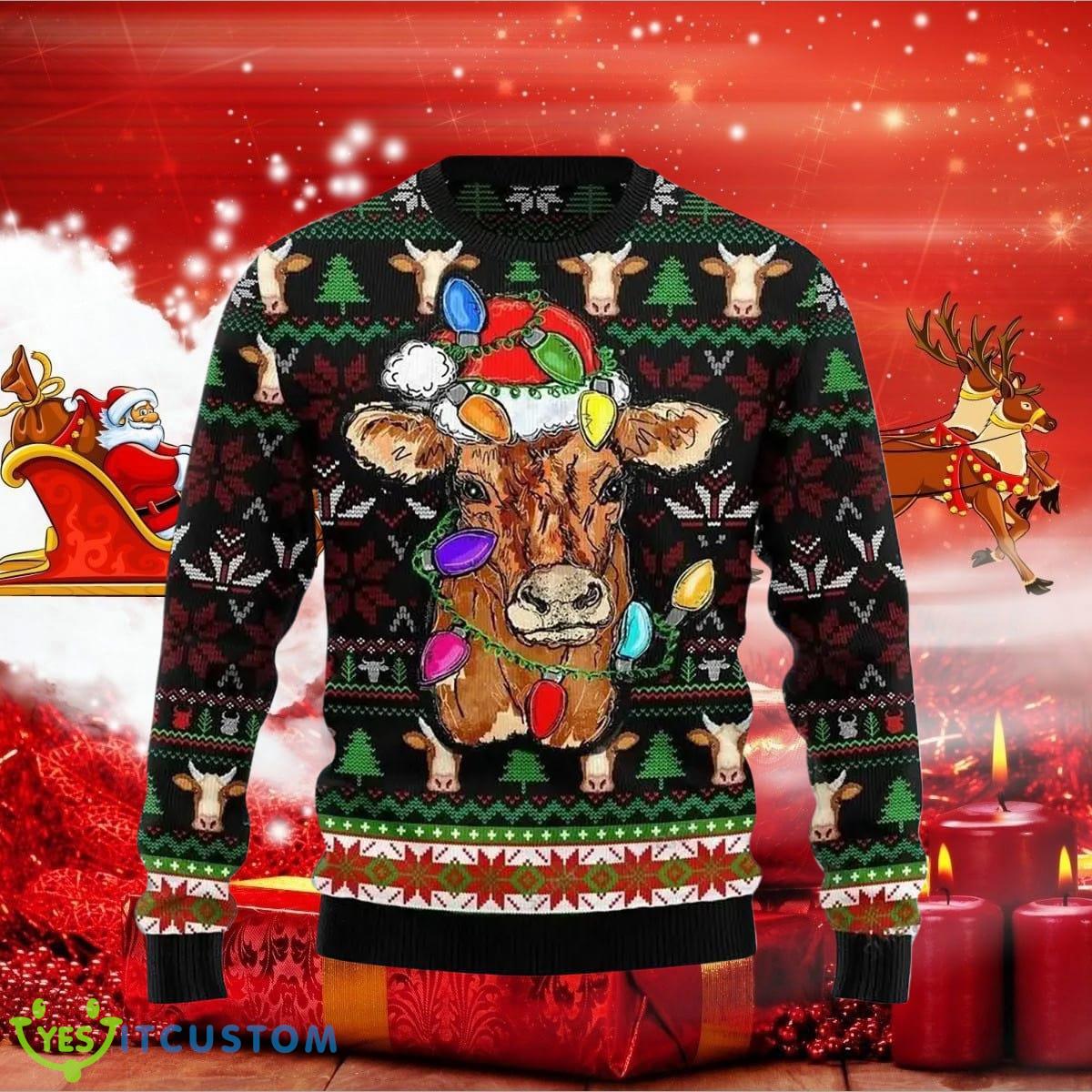 Cow With Santa Ugly Christmas Sweater Impressive Gift For Men And Women ...