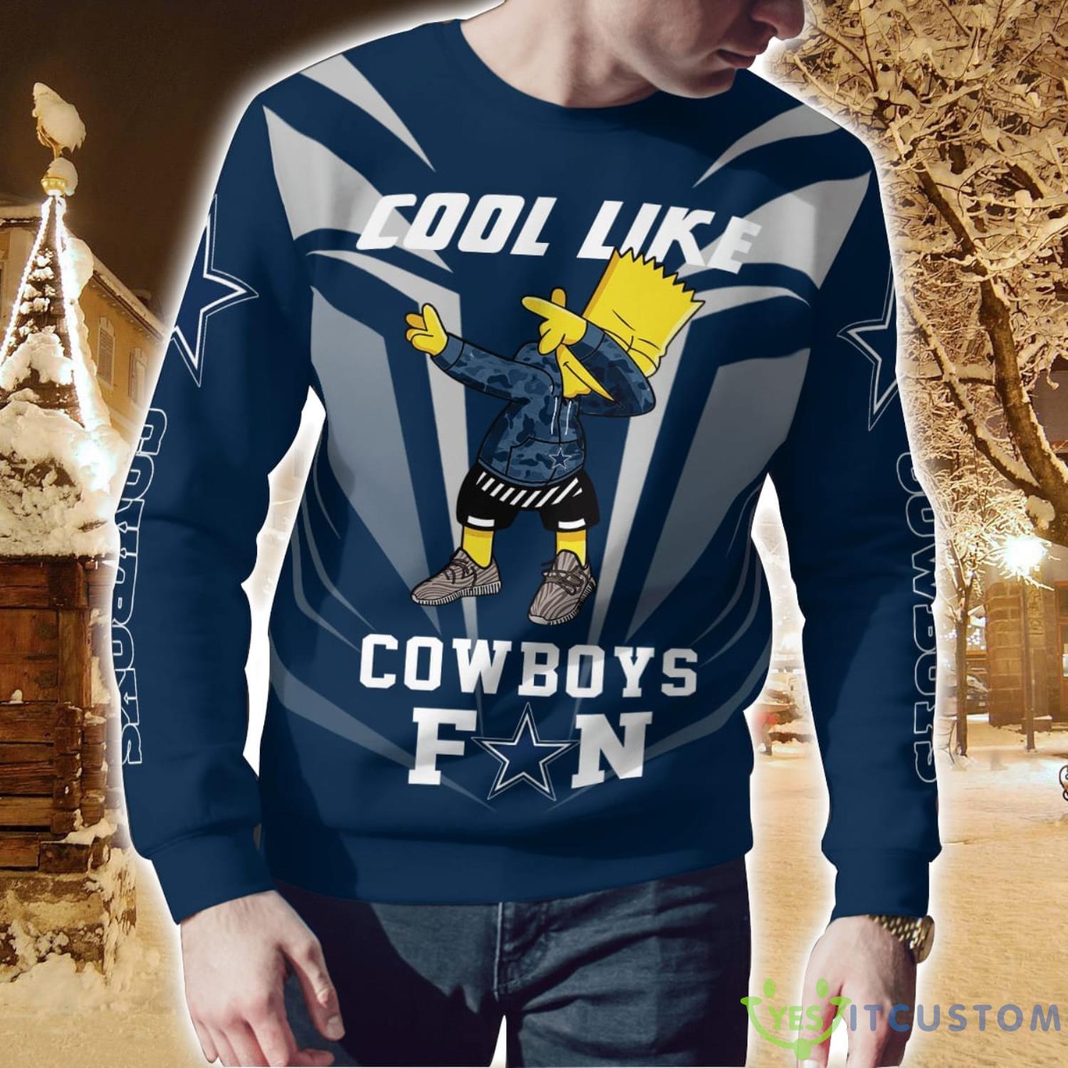 Cute Cool Like Dallas Cowboys Fan Bart Simpson Dab Ugly Christmas ...