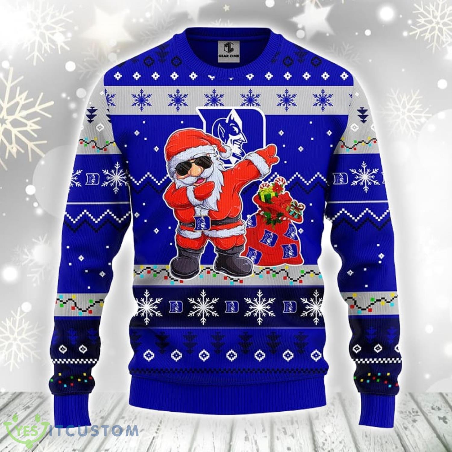 Duke Blue Devils Dabbing Santa Claus Ugly Christmas Sweater For Sport ...