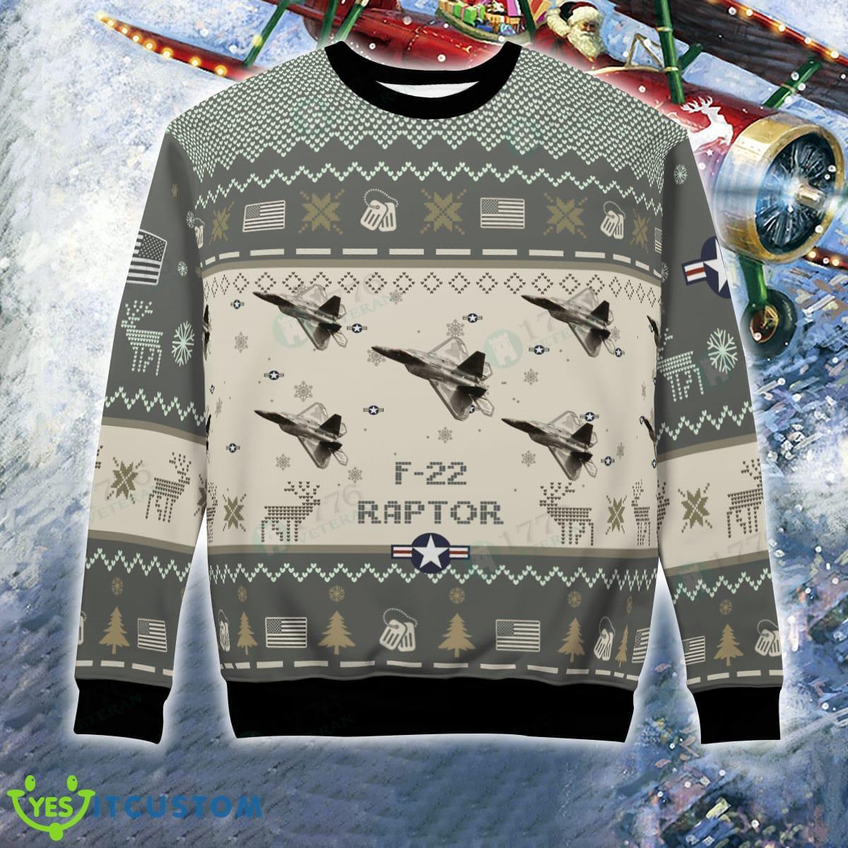 F-22 Raptor F22 Christmas Aircraft Ugly Sweater US Air Force - YesItCustom