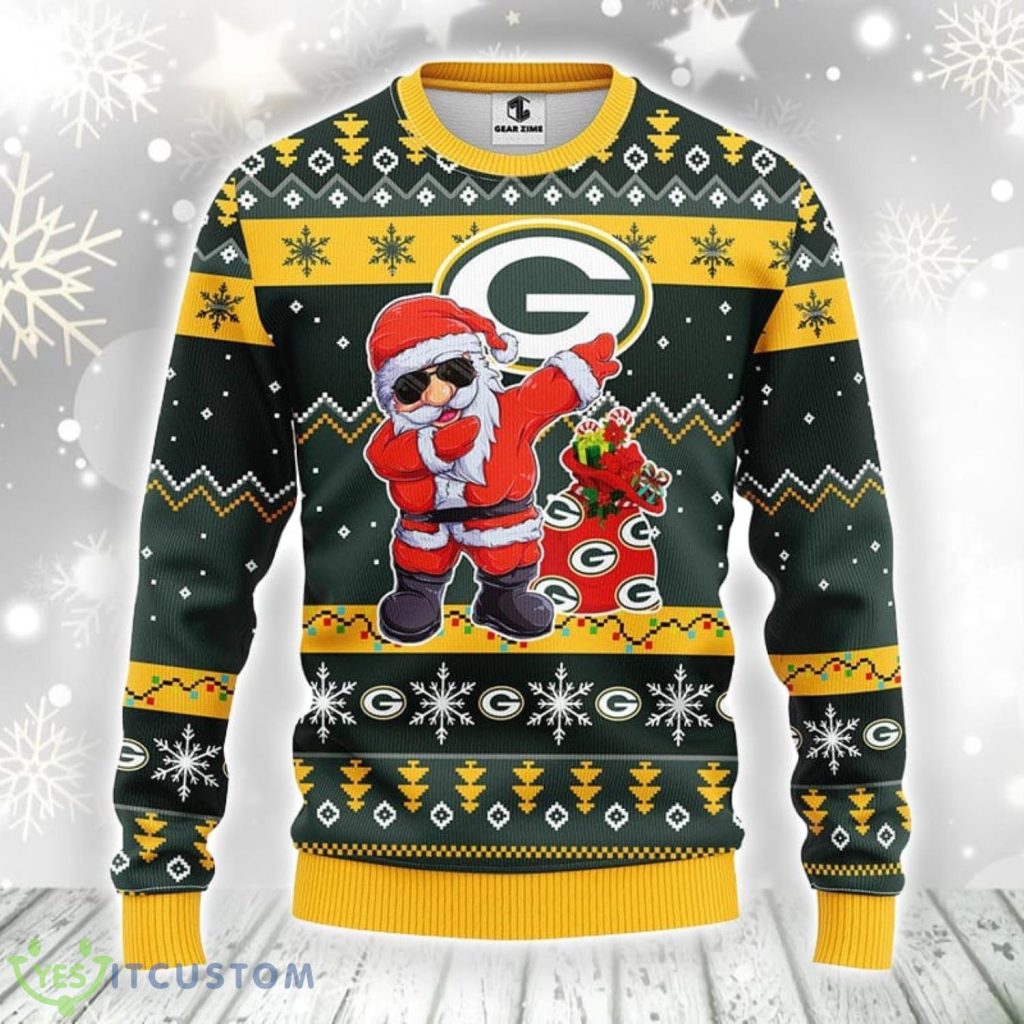 Green Bay Packers Dabbing Santa Claus Ugly Christmas Sweater For Sport ...