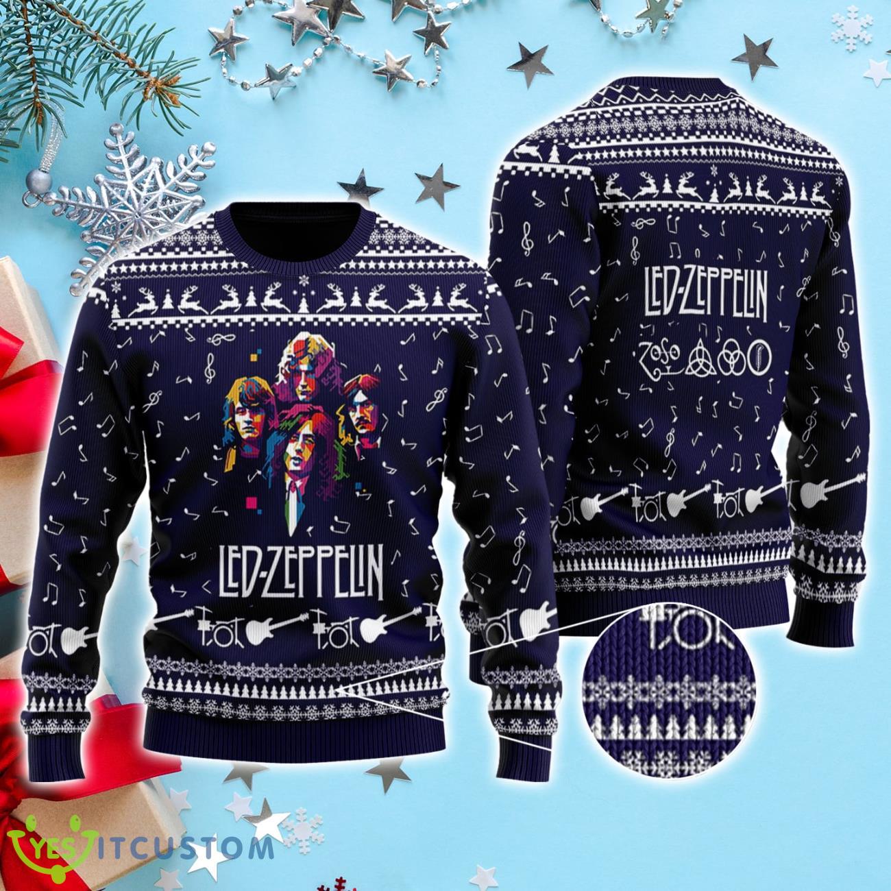 Led Zeppelin Band 3D Printed Ugly Christmas Sweater - YesItCustom