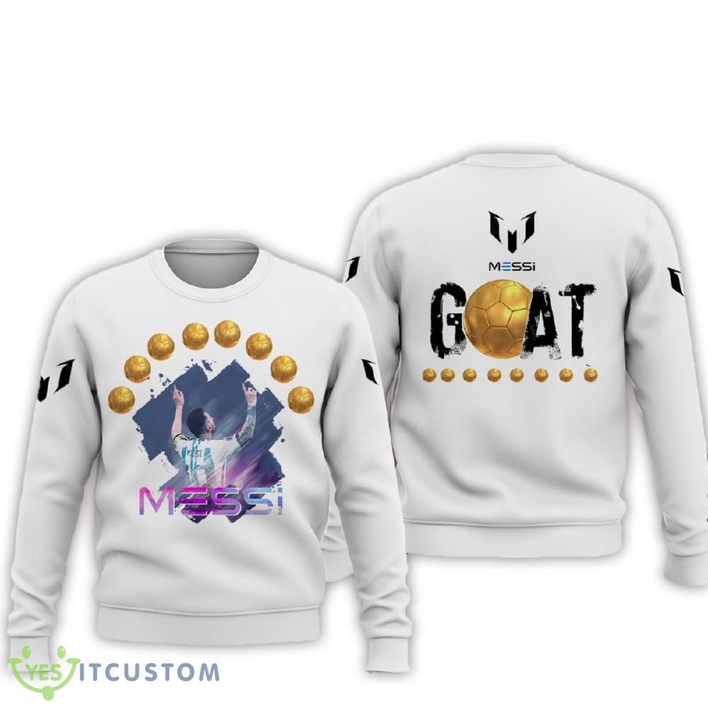 Lionel Messi Eight Golden Galls 2023 White Holiday Knitted Christmas 3D ...