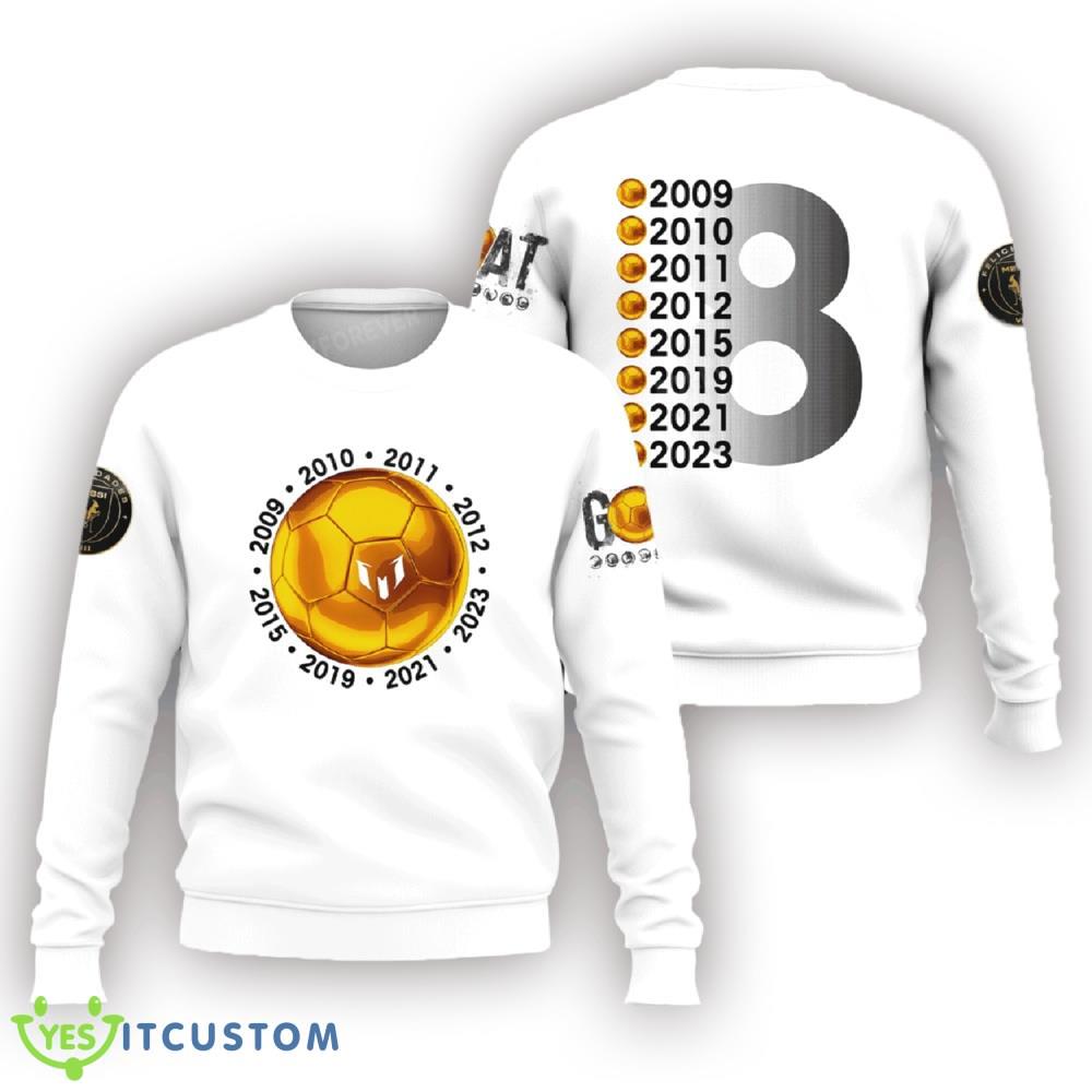 Lionel Messi Eight Golden Galls 2023 White Style Knitted Christmas 3D ...