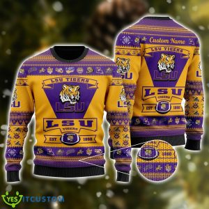 Lsu Tigers Football Team Logo Custom Name Personalized Ugly Christmas ...