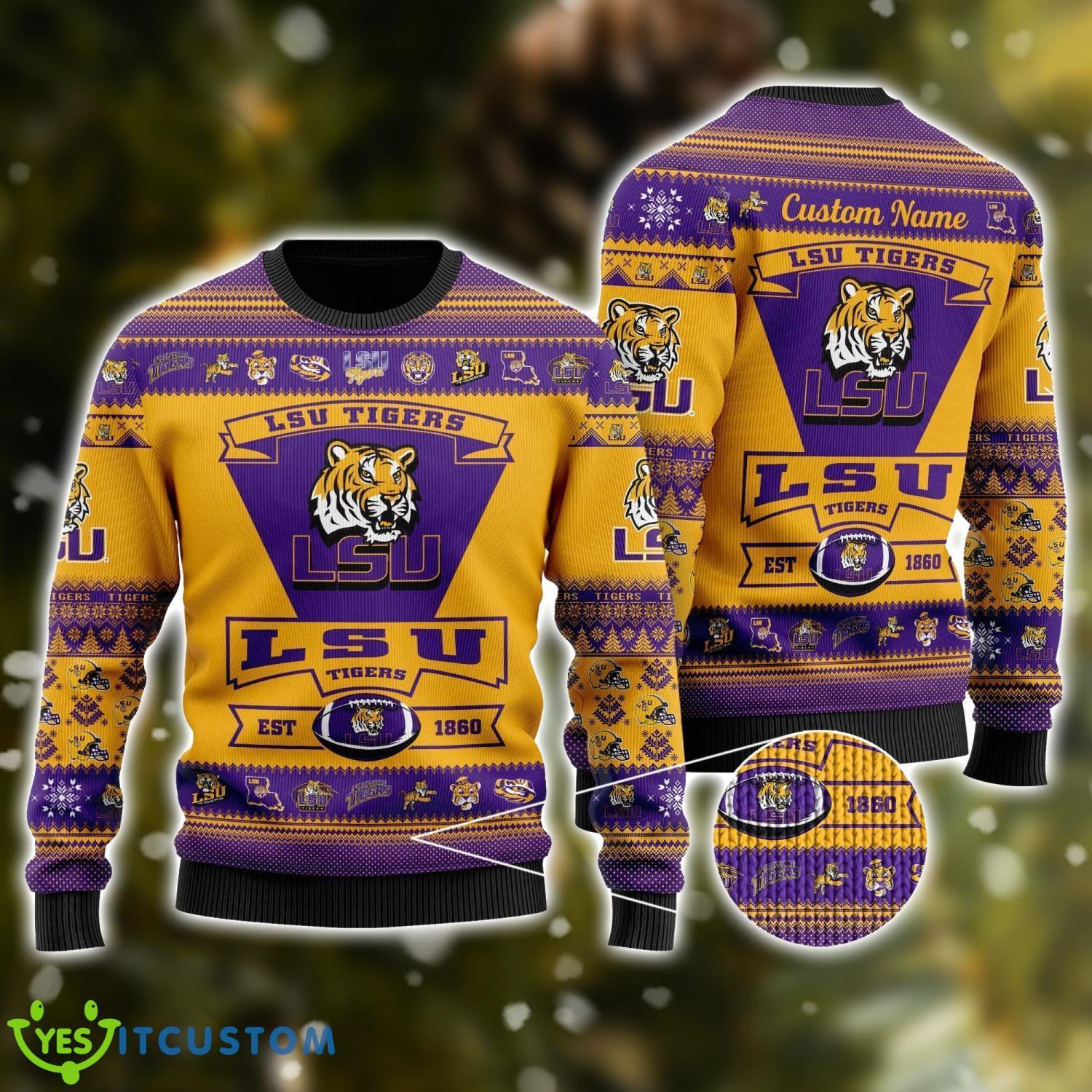 Lsu Tigers Football Team Logo Custom Name Personalized Ugly Christmas ...