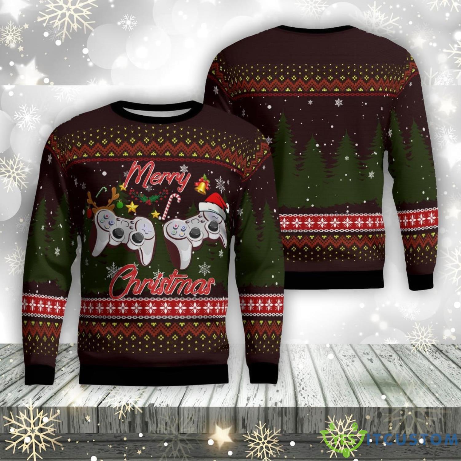 Merry Christmas Gamer AOP Ugly Sweater Christmas Season Gift - YesItCustom