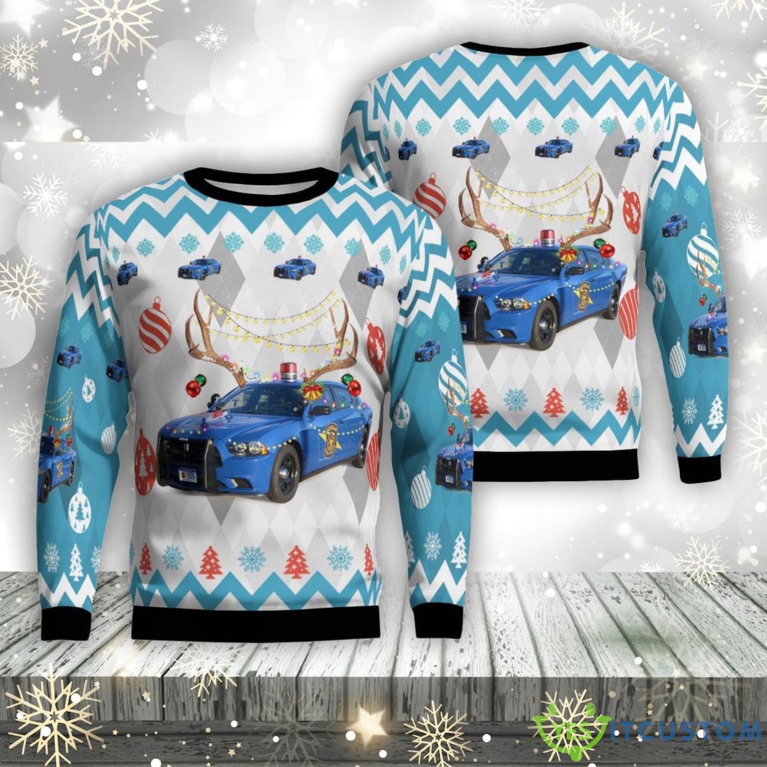 Michigan State Police Dodge Charger Christmas AOP Ugly Sweater ...
