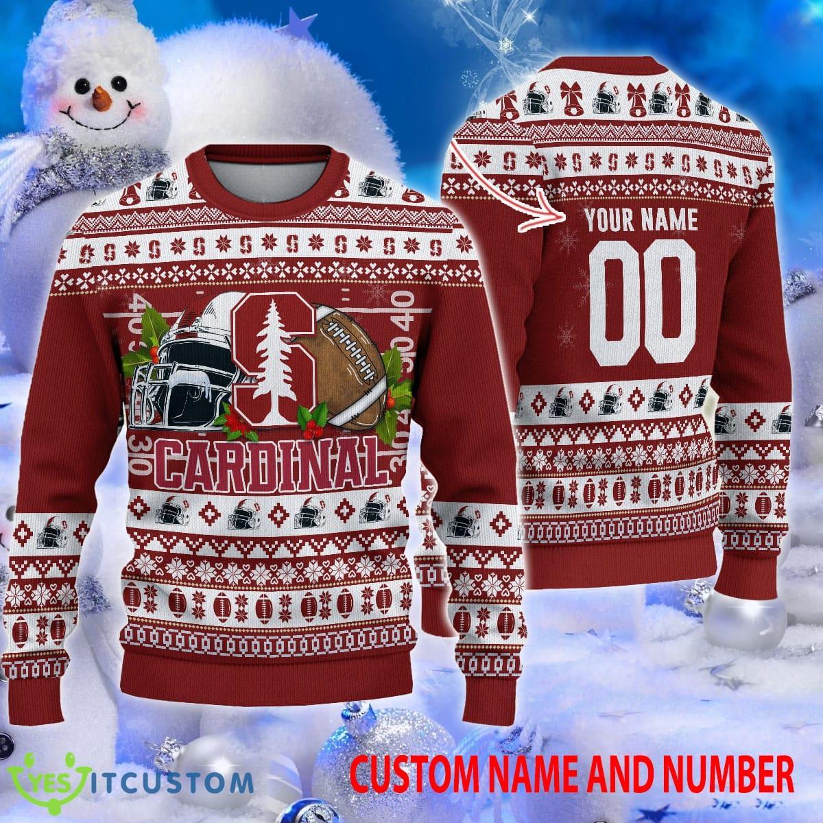 NCAA Merry Christmas Stanford Cardinal Helmet Rugby Ball Ugly Sweater ...