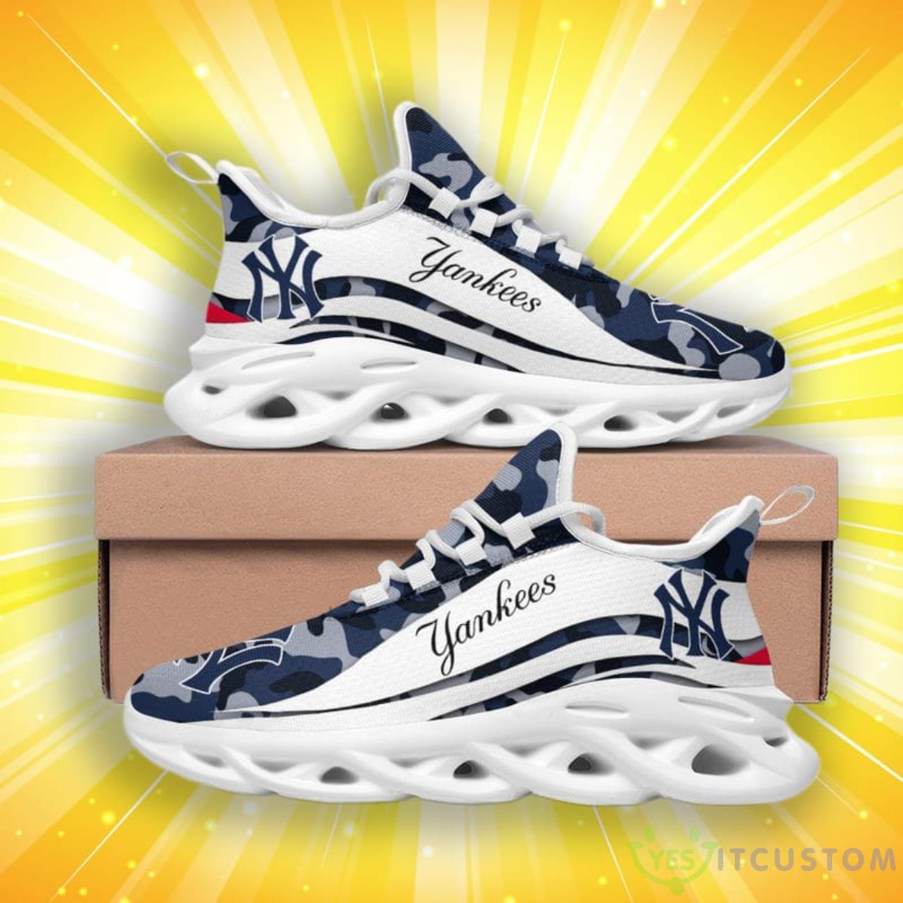 New York Yankees Camo Pattern Max Soul Shoes - YesItCustom