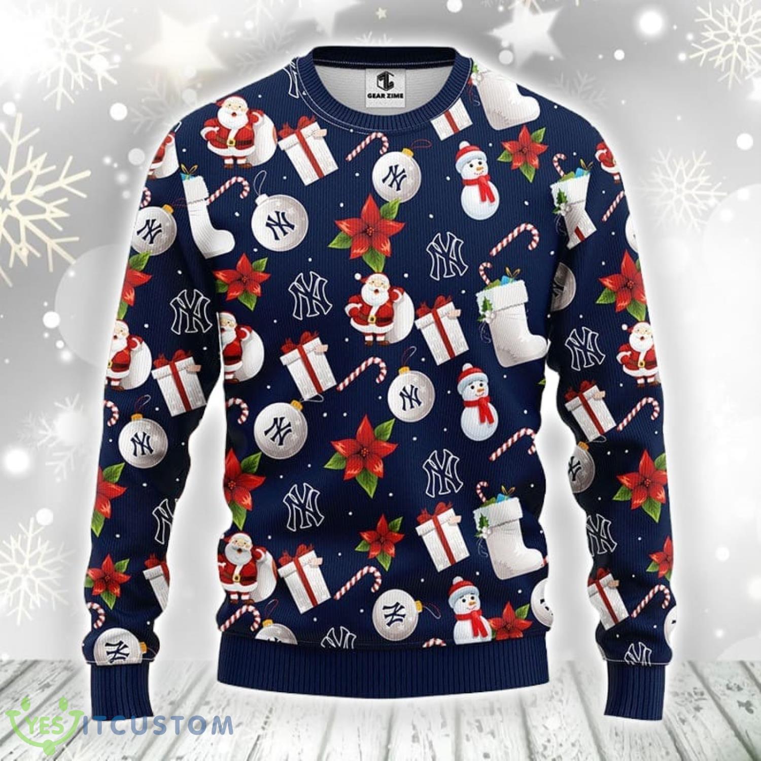 New York Yankees Santa Claus Snowman Xmas Ugly Christmas Sweater Best ...