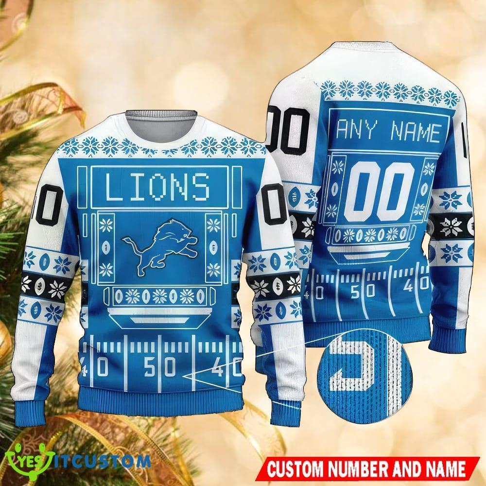 NFL Detroit Lions Sleigh All Over Print Knitted Christmas Sweater ...