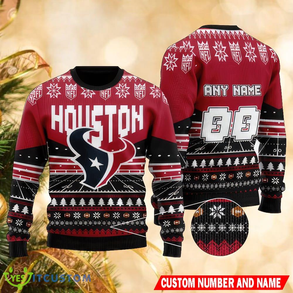 NFL Houston Texans Advent AOP Knitted Christmas Sweater Custom Number ...