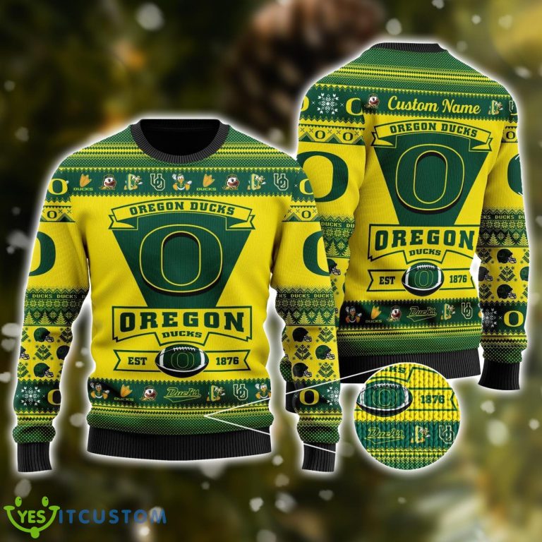 Oregon Ducks Football Team Logo Custom Name Personalized Ugly Christmas ...