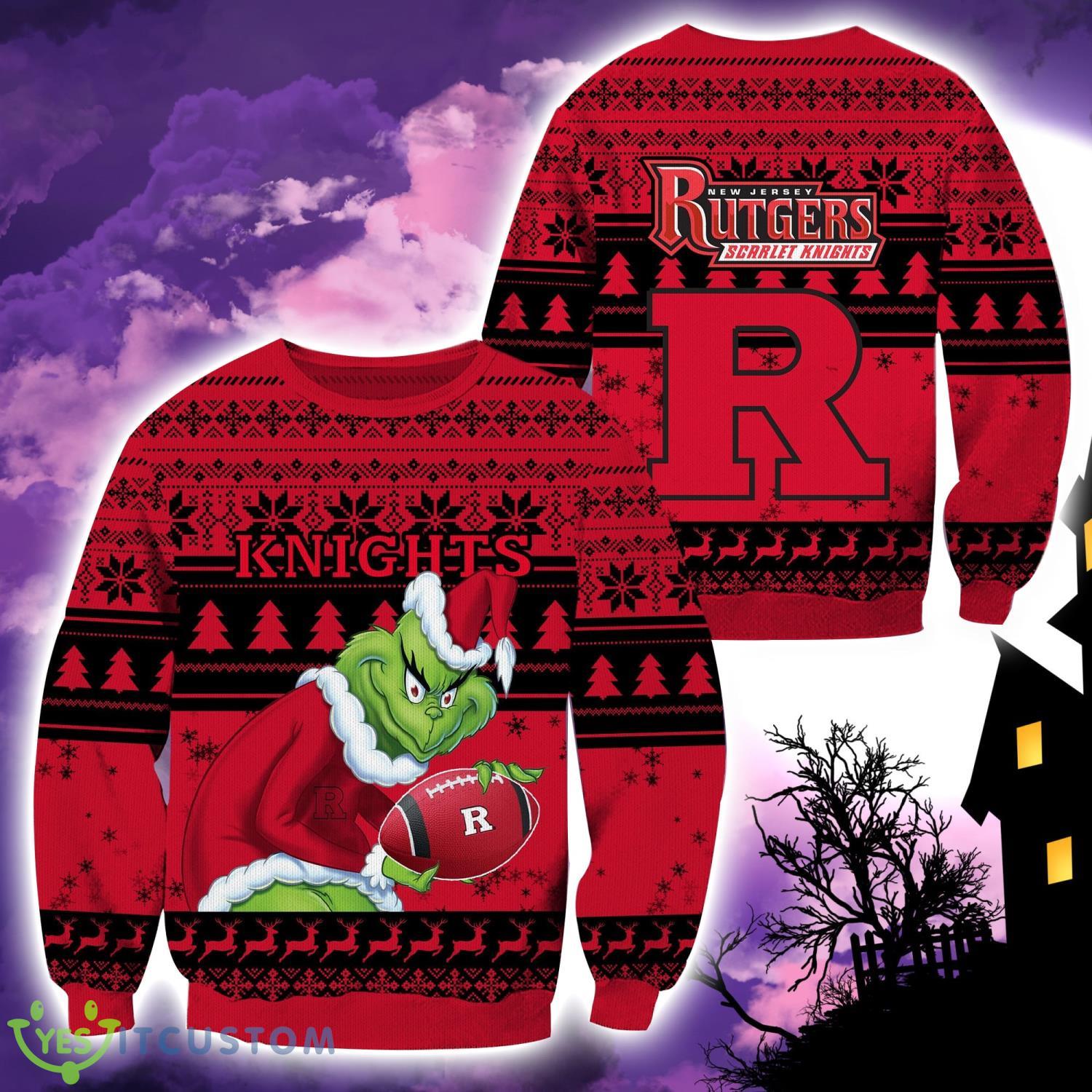 Rutgers Scarlet Knights NCAA Grinch Hug Logo Ugly Christmas Sweater ...