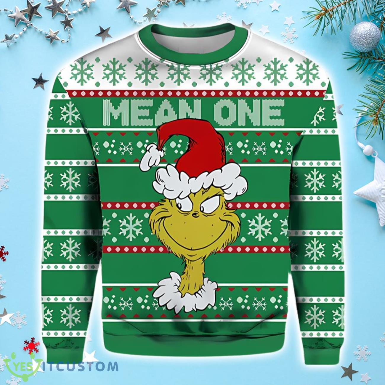 Santa Grinch Mean One Green Ugly Sweater All Over Print Christmas ...